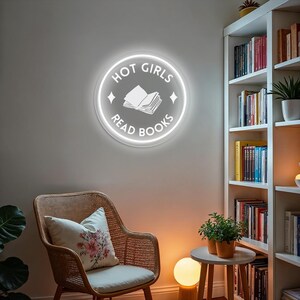 Hot Girls Read Books Neon Sign Aesthetic LED Wall Light for Home ...