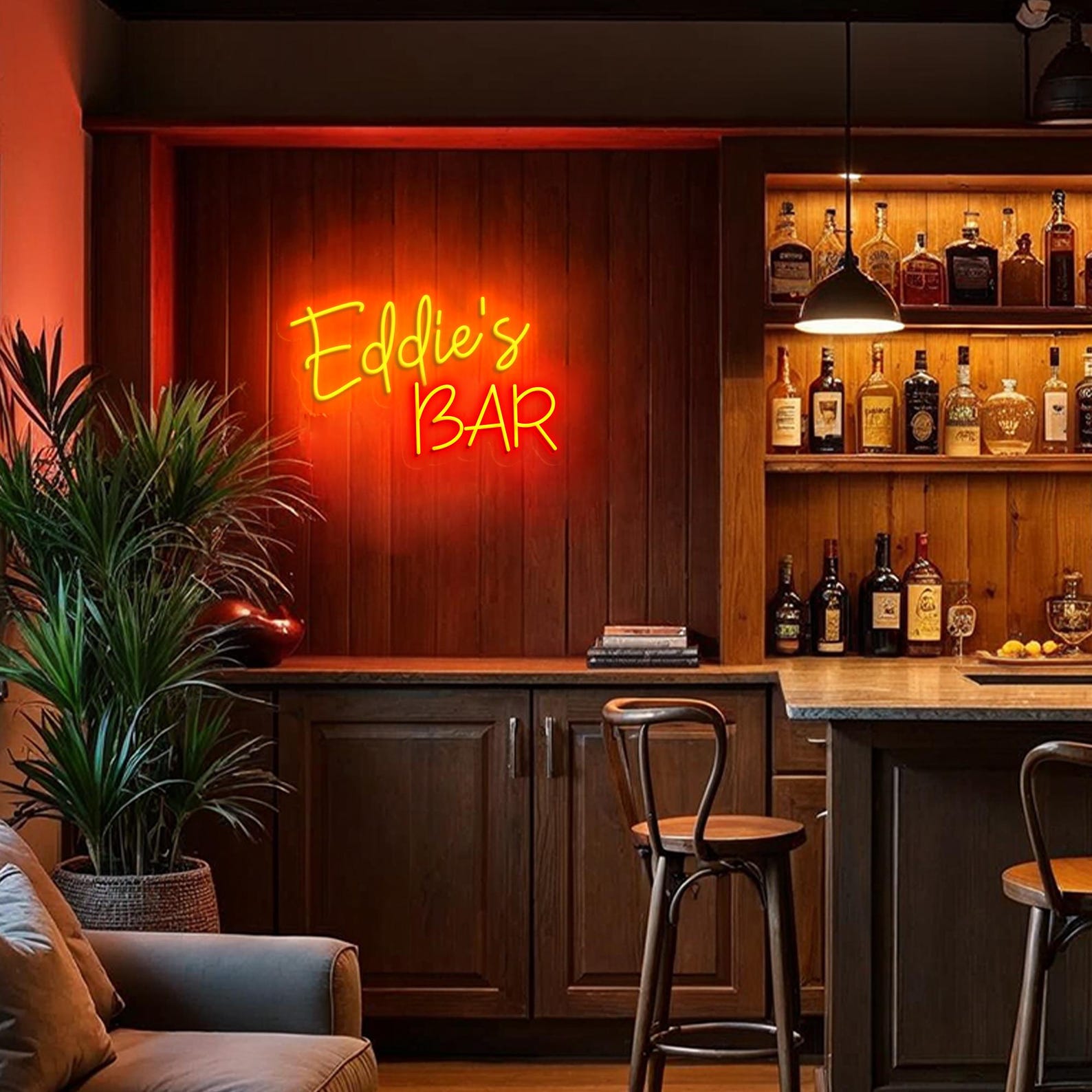 Custom Home Bar Name Neon Sign Custom Bar Name LED Neon Light ...