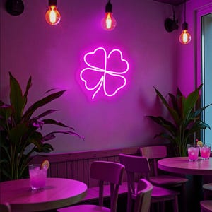 Lucky Clover Neon Sign Four Leaf Clover LED Light St. Patrick’s Day ...
