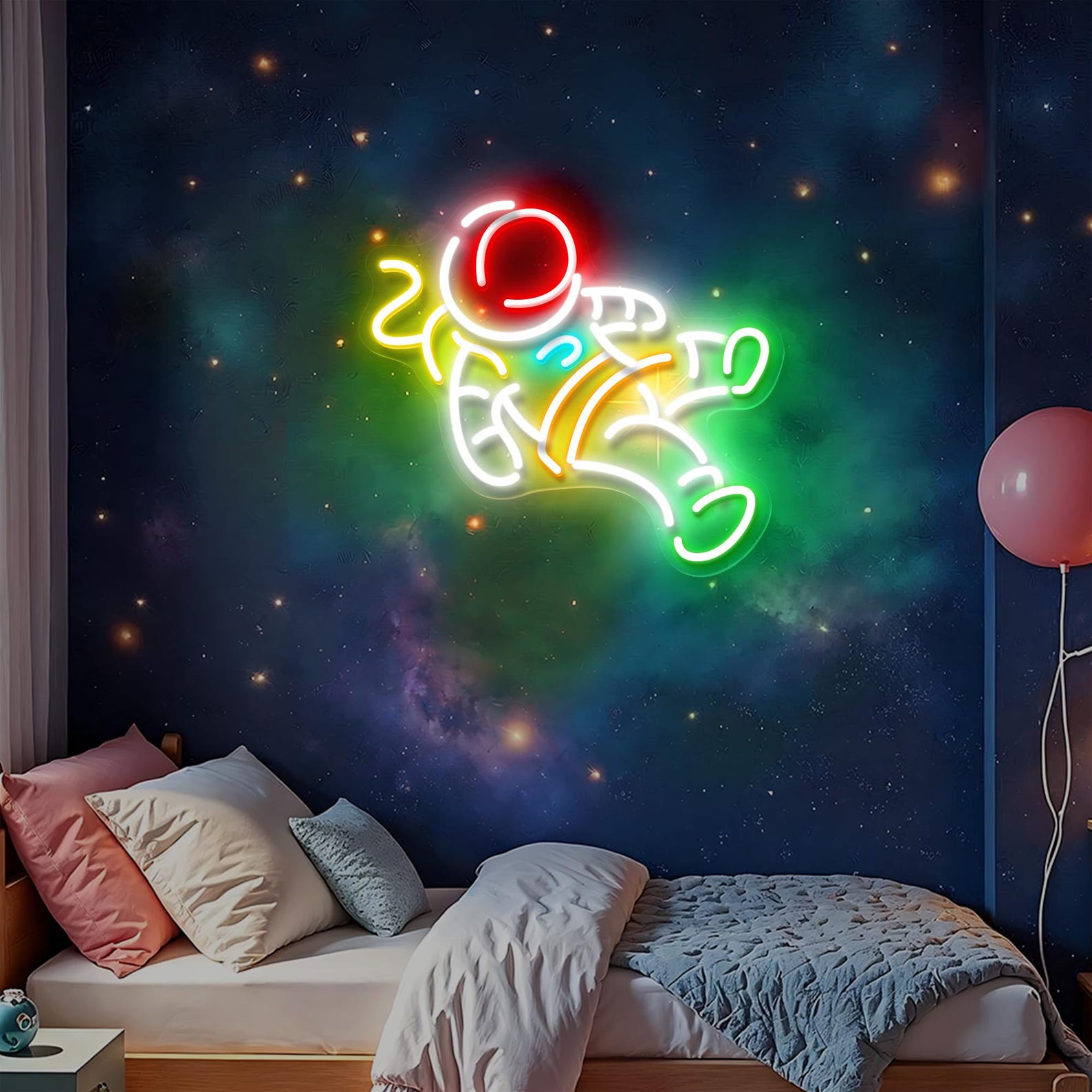 Astronaut Neon Sign Spaceman LED Wall Light Bedroom Decor Galaxy ...