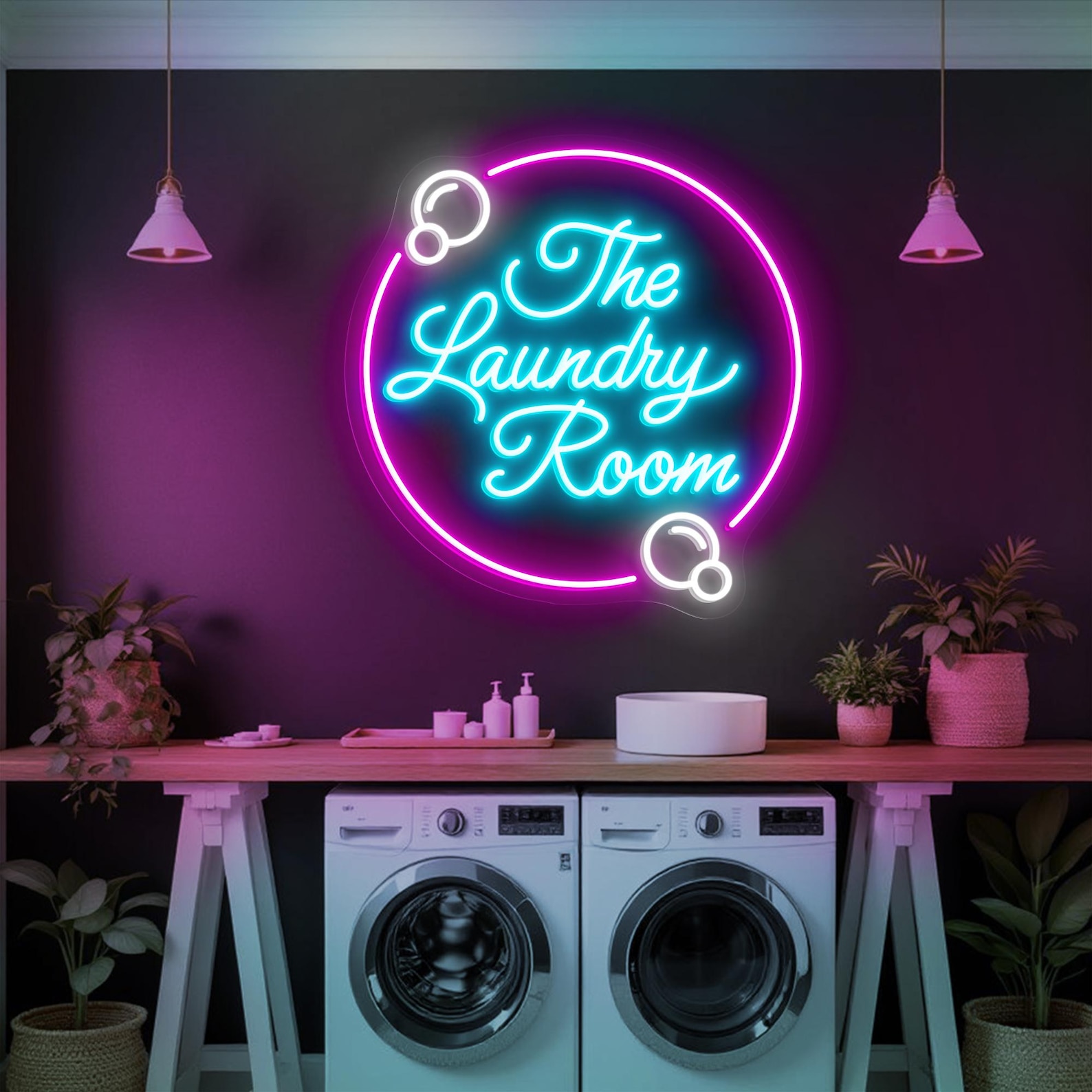 The Laundry Room Neon Sign, Laundry Wall Decor Light, Funny Laundry ...