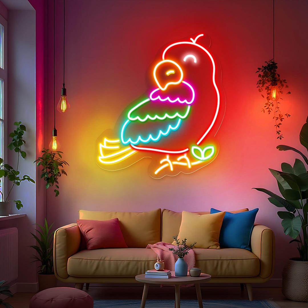 Cute Parrot Neon Sign, Parrot Led Neon Sign, Jungle Bird Led Sign, Bar ...
