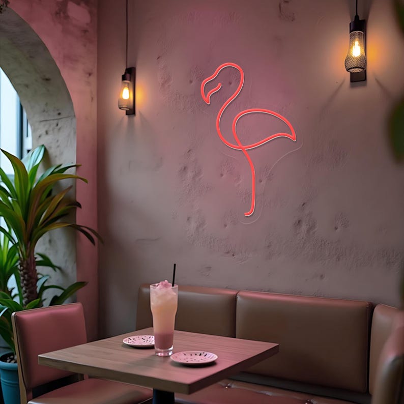 Flamingo Neon Sign Pink LED Neon Light for Bedroom Wall Decor Aesthetic ...