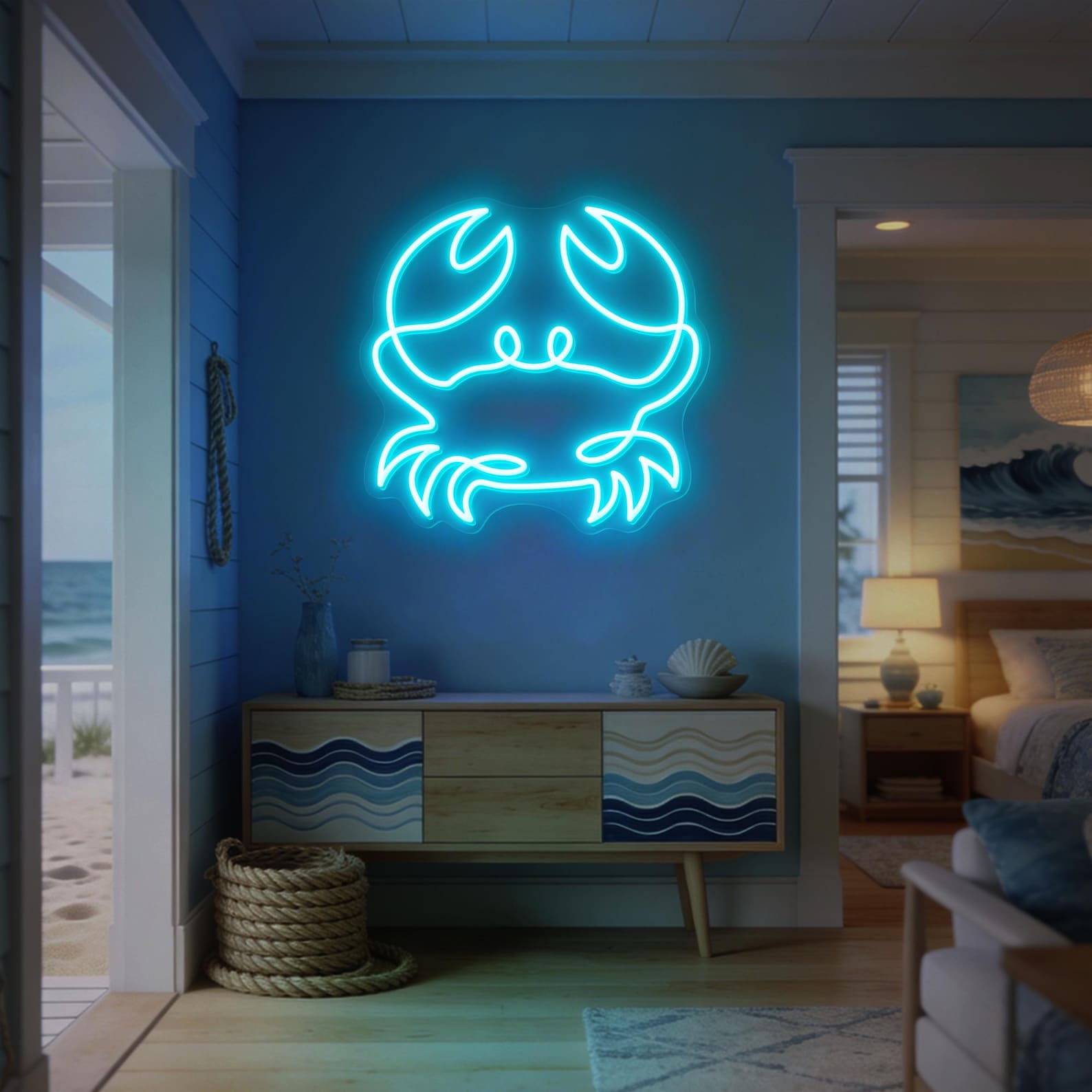 Cute Crab Neon Sign, Crab LED Sign, Crab Wall Art, Crab Restaurant Neon ...