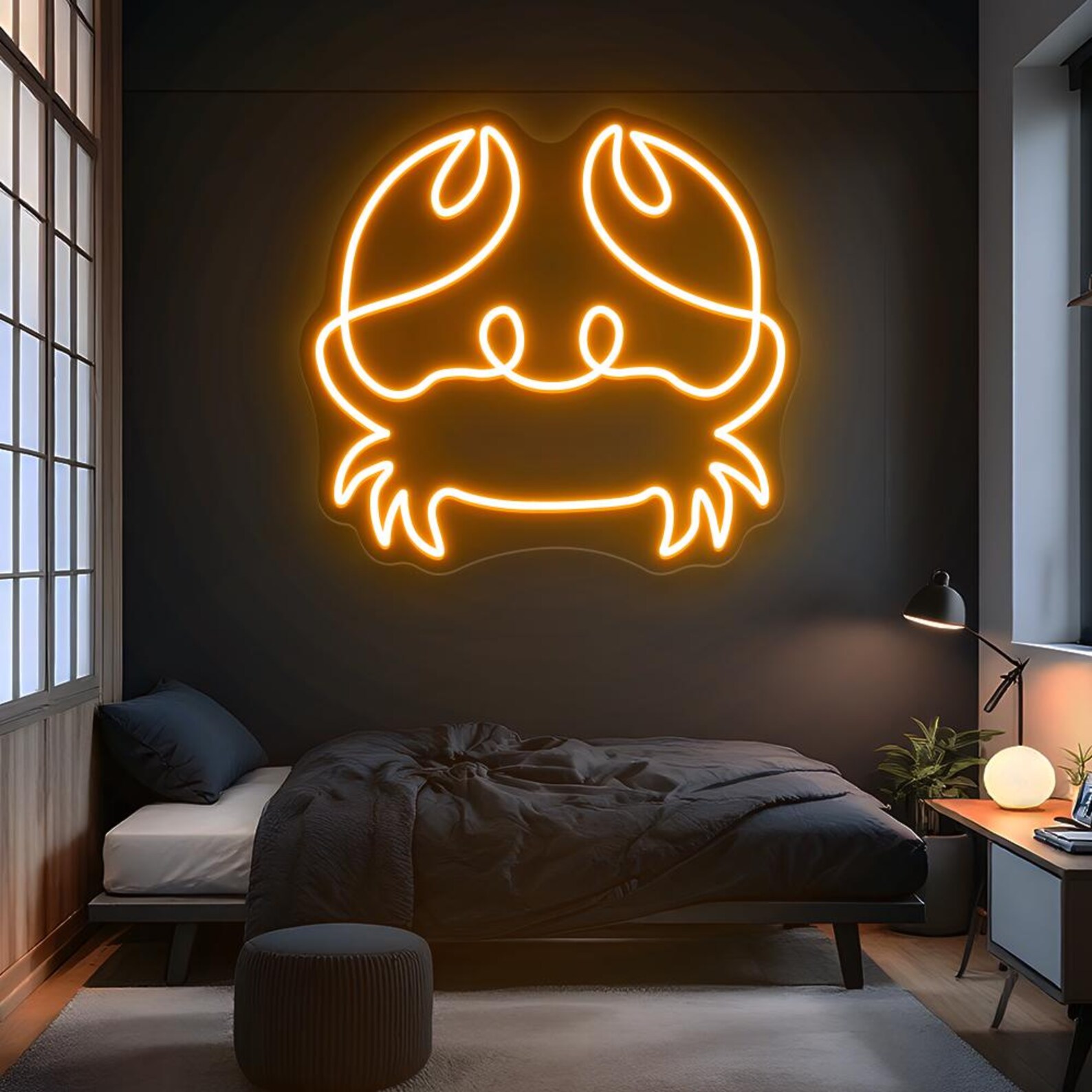Cute Crab Neon Sign, Crab LED Sign, Crab Wall Art, Crab Restaurant Neon ...