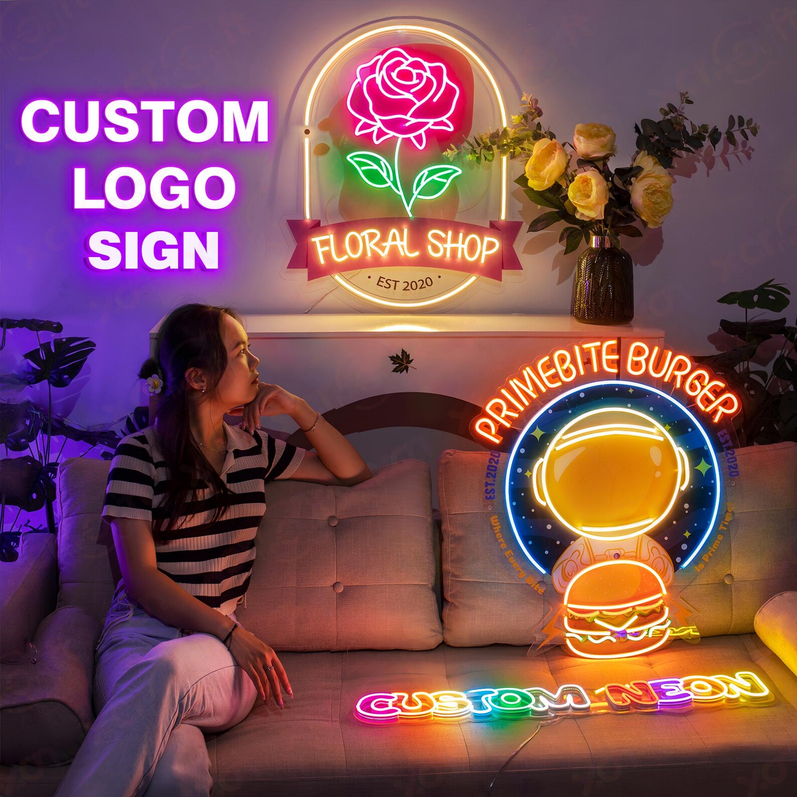 Bliss Nails LED Neon Sign, Custom Nail Salon Sign, Modern Wall Decor ...