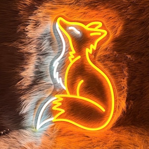 Fox Neon Sign Orange Fox Wall Art LED Wall Light for Living Room Kids ...