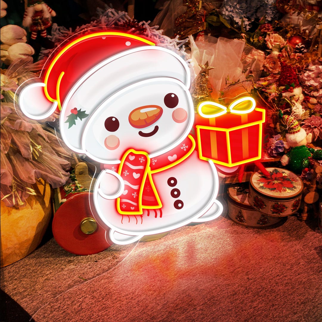 Snowman LED Neon Sign, Custom Neon Sign, Personalized Gift, Christmas ...