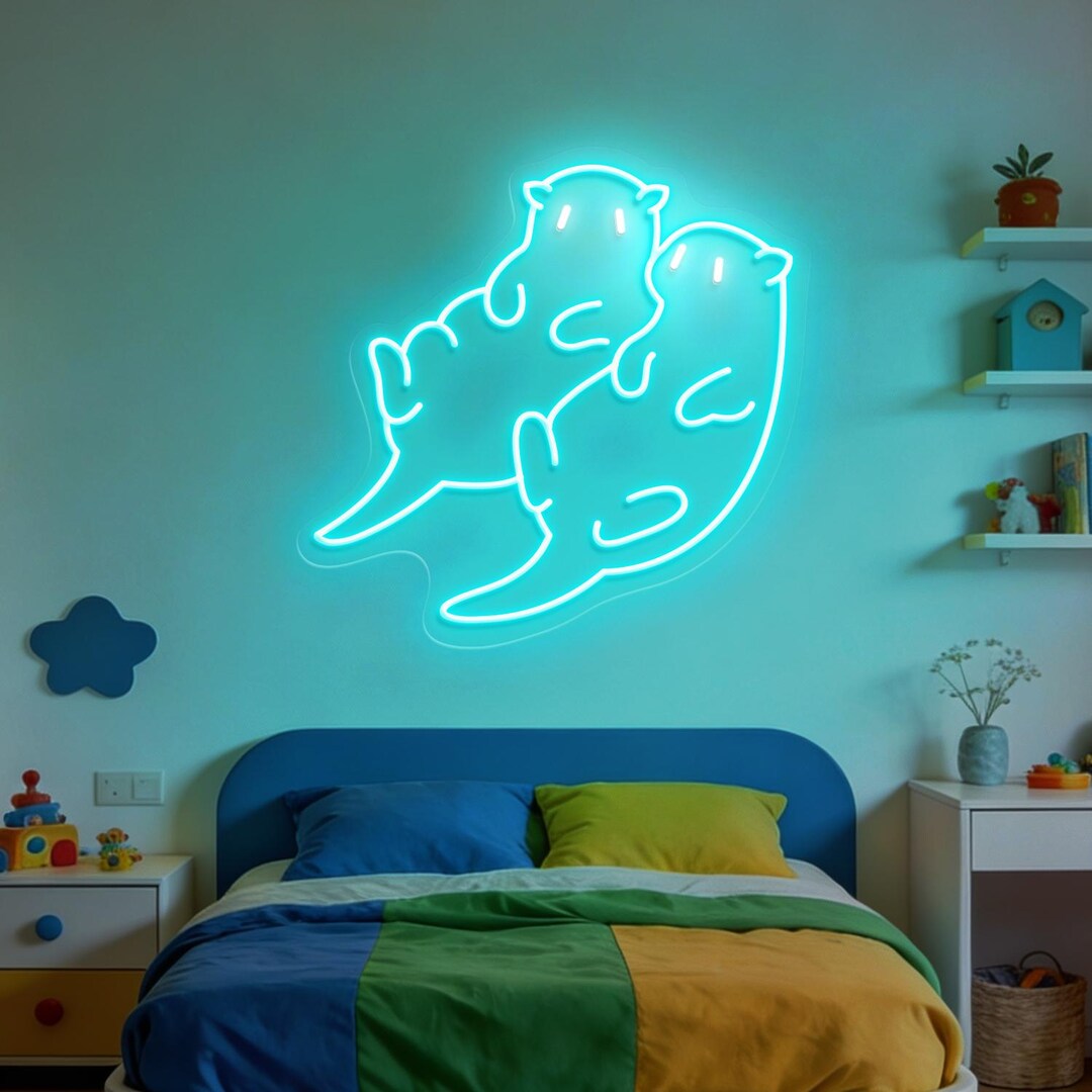 Otters Neon Sign, Cute Otter LED Wall Light Kawaii Room Decor Aesthetic ...