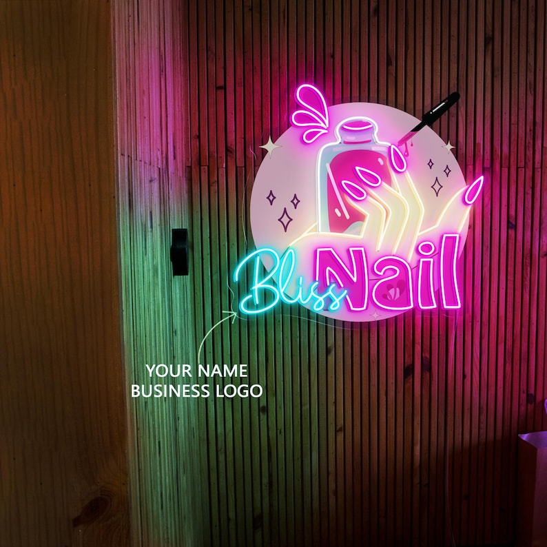 Bliss Nails LED Neon Sign, Custom Nail Salon Sign, Modern Wall Decor ...