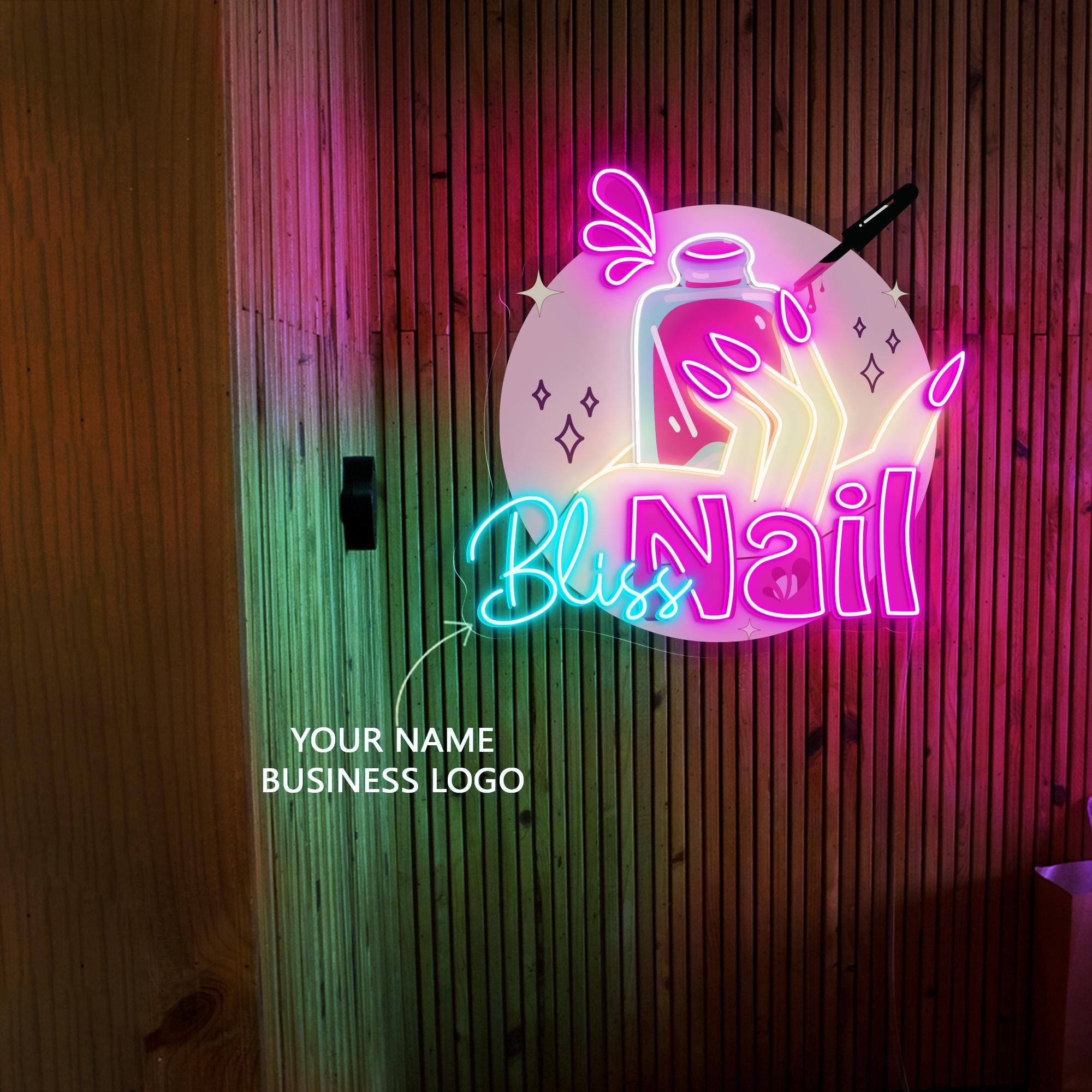 Bliss Nails LED Neon Sign, Custom Nail Salon Sign, Modern Wall Decor ...
