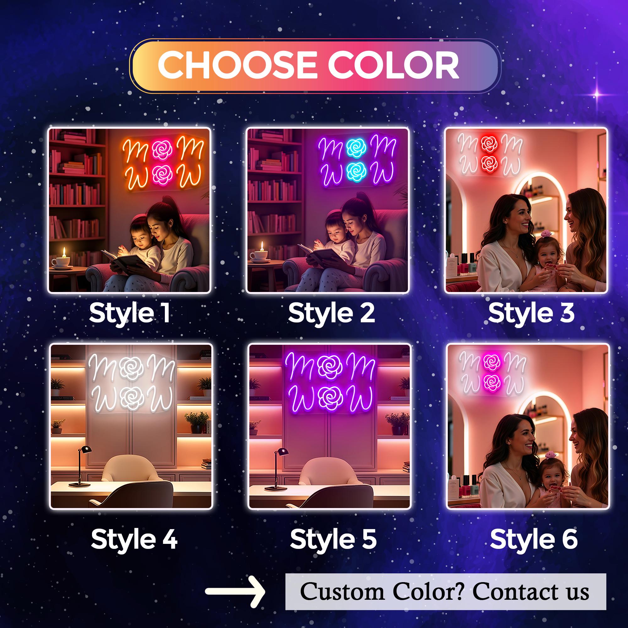 Mom Wow LED Neon Sign - Cute Aesthetic Wall Light for Mother's Day Gift ...