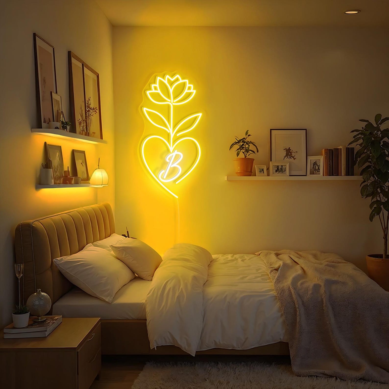 Flower Heart Custom Name Neon Sign Room Decor Aesthetic Wall Art Custom ...
