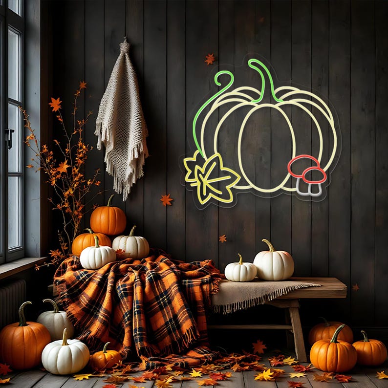 Pumpkin Fall Neon Sign, Autumn Pumpkin LED Light, Fall Season Decor ...