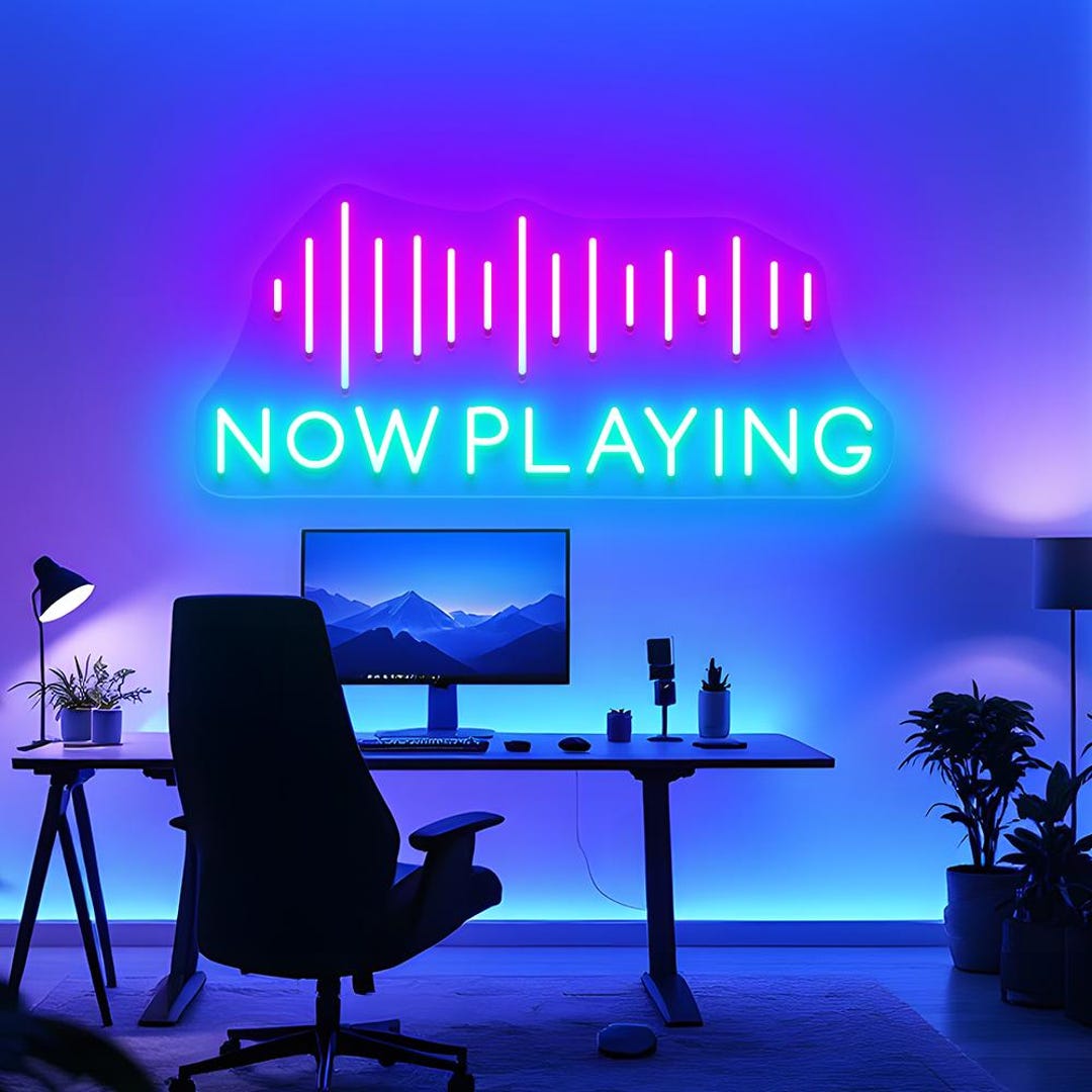 Now Playing Neon Sign, Now Playing Studio Decor Led Neon Sign, Music ...