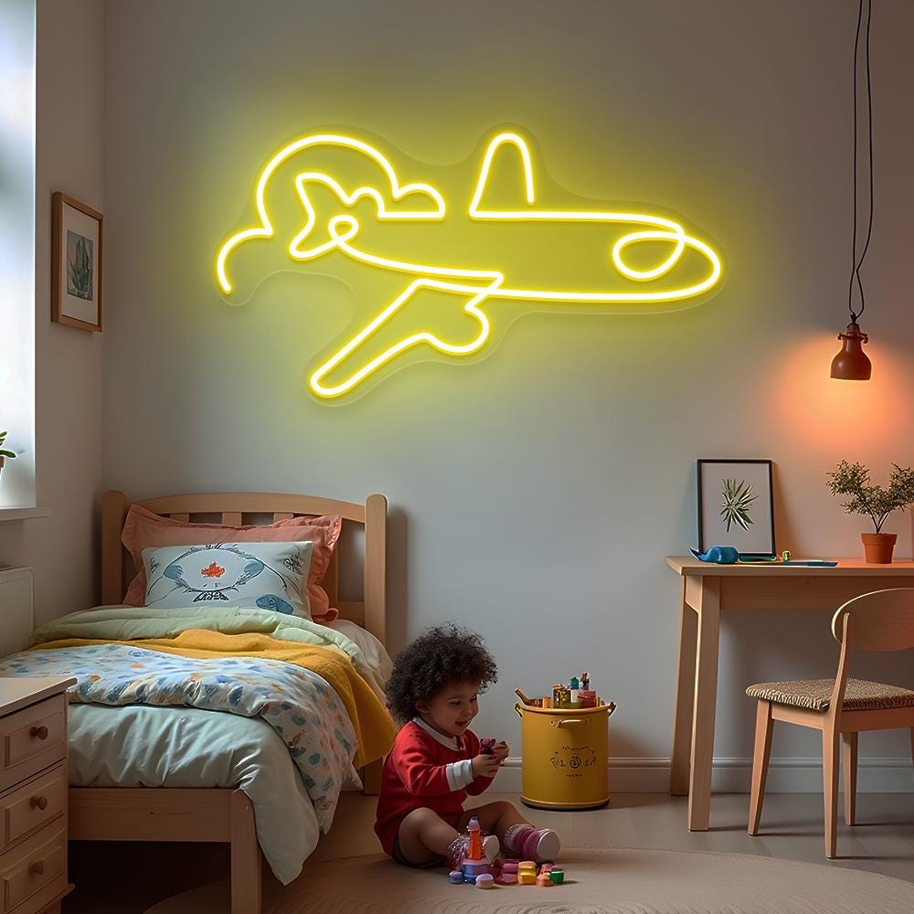 Airplane Neon Sign, Airplane Neon Wall Art, Airplane Home Room Wall ...
