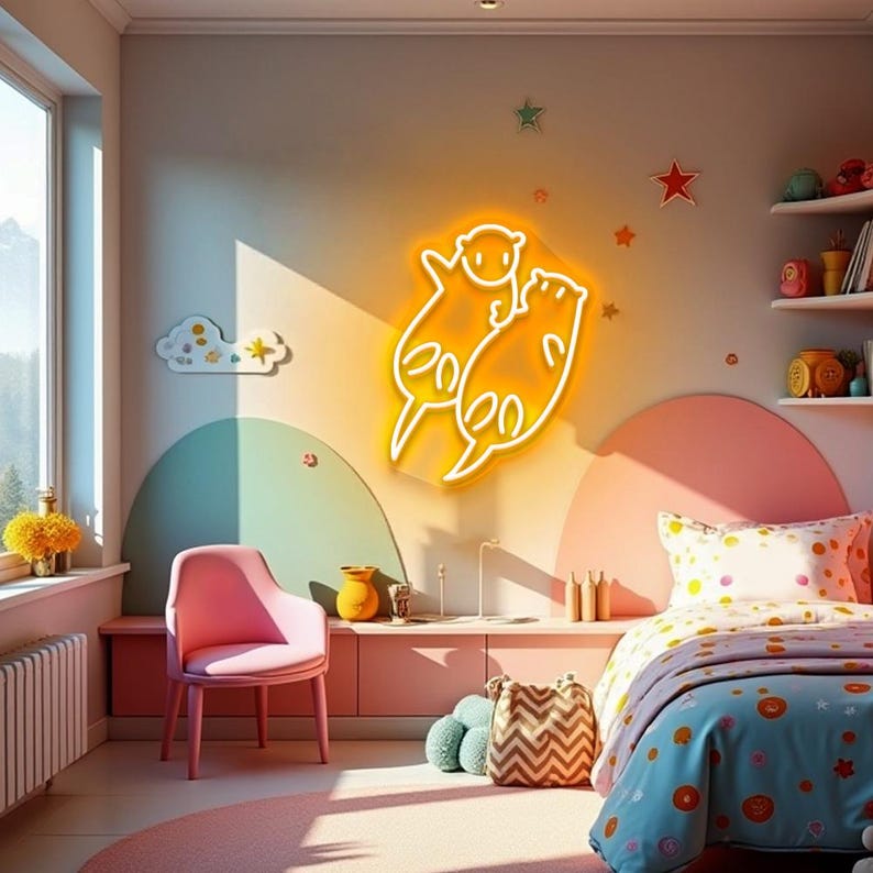 Otters Neon Sign, Cute Otter LED Wall Light Kawaii Room Decor Aesthetic ...