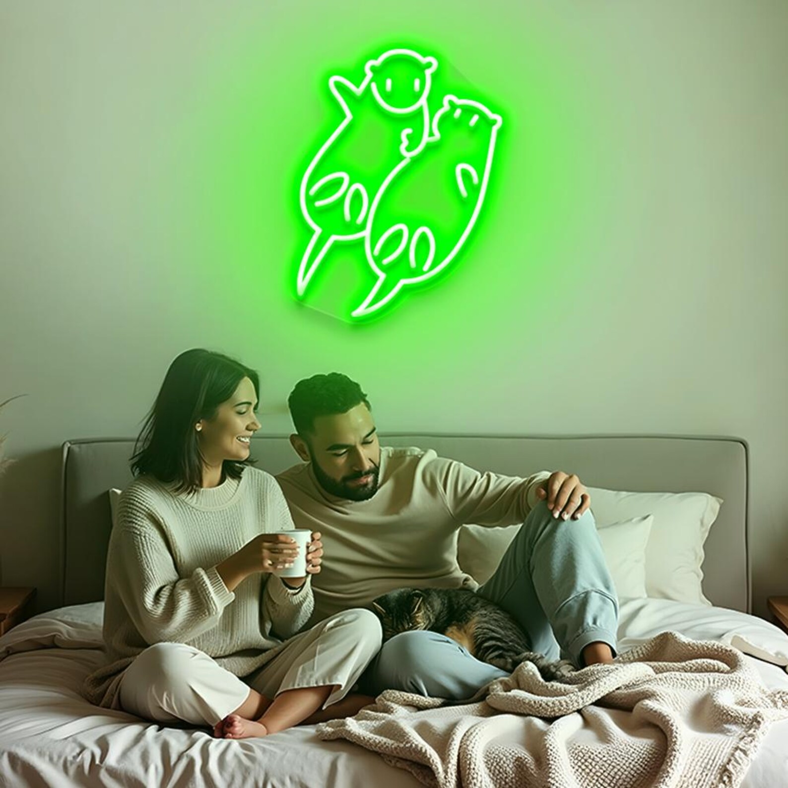 Otters Neon Sign, Cute Otter LED Wall Light Kawaii Room Decor Aesthetic ...