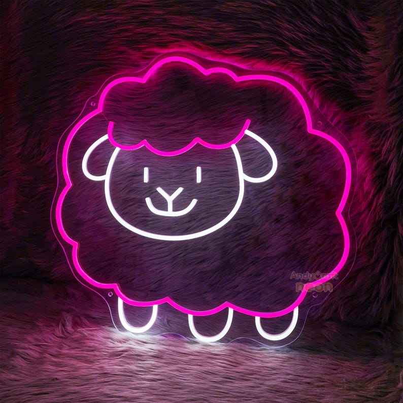 Cute Sheep Neon Sign, Kawaii Sheep LED Light, Nursery Wall Decor ...