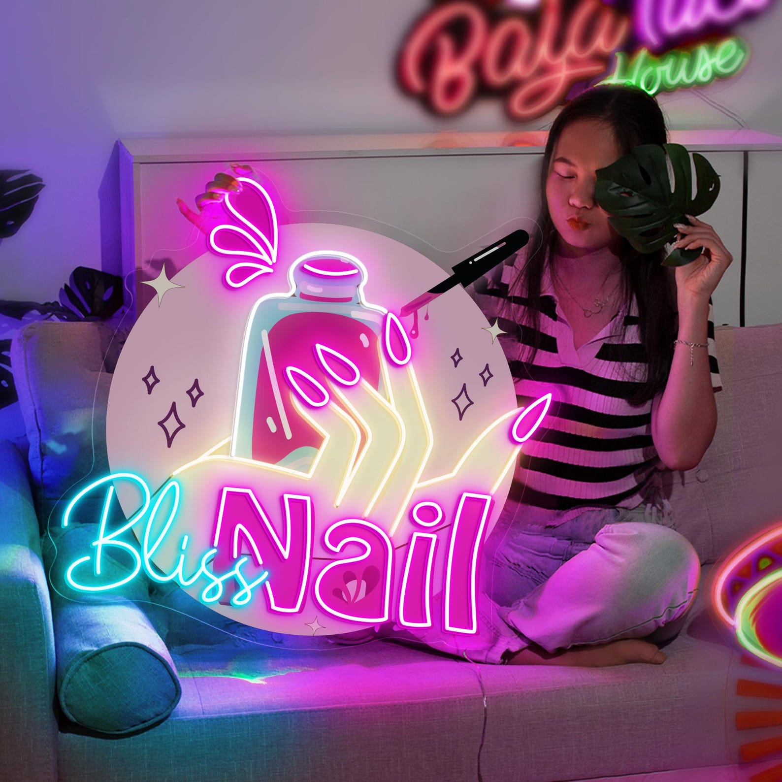 Bliss Nails LED Neon Sign, Custom Nail Salon Sign, Modern Wall Decor ...