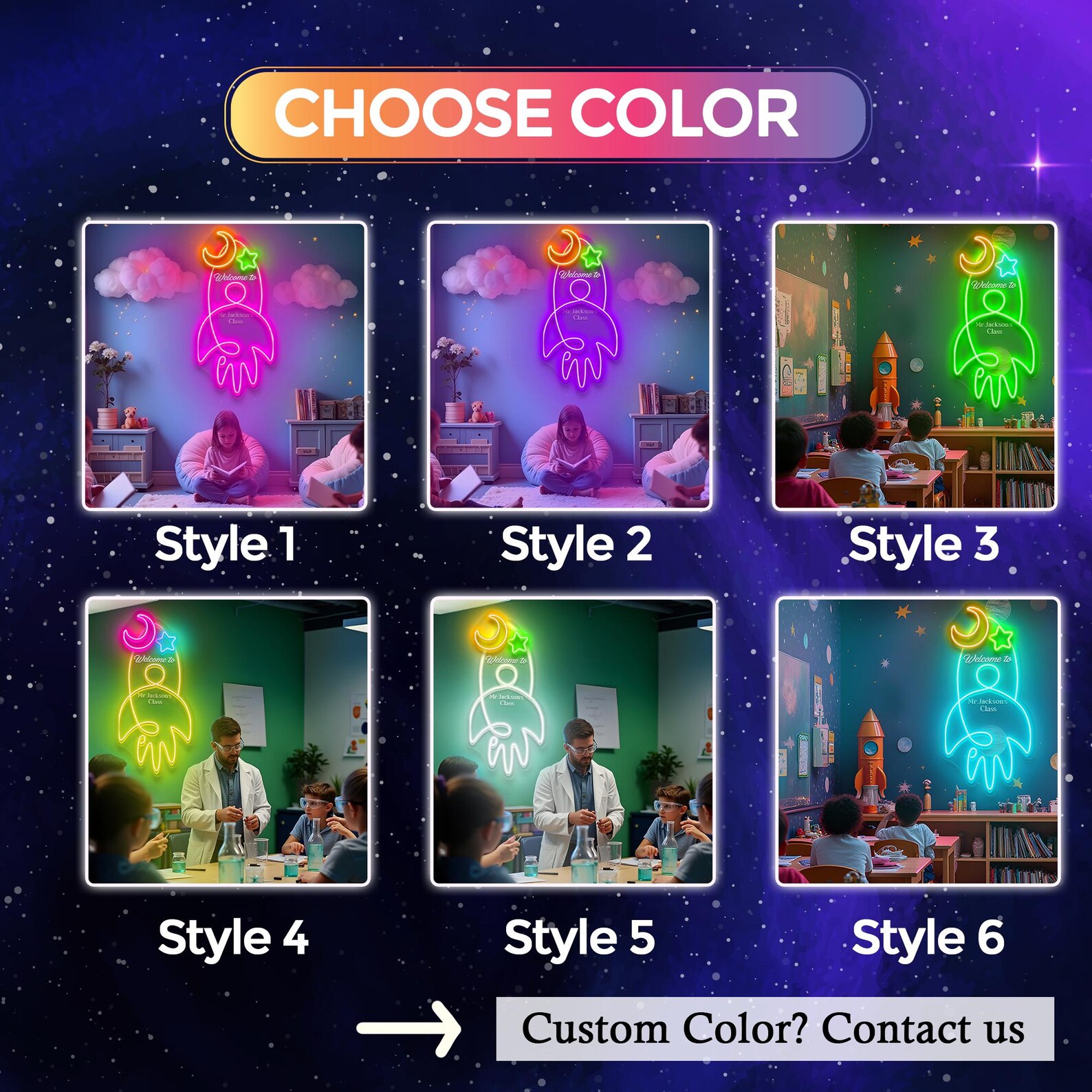 Custom Spaceship LED Neon Sign - Personalized Text Rocket Neon Sign ...