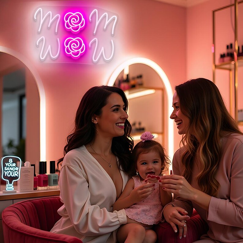 Mom Wow LED Neon Sign - Cute Aesthetic Wall Light for Mother's Day Gift ...