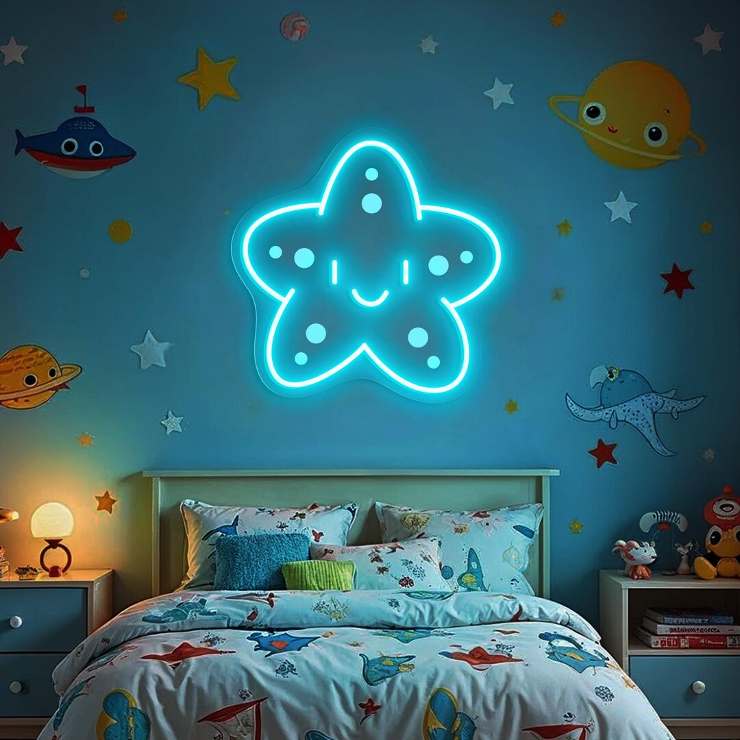 Starfish Neon Sign, Ocean Theme LED Light, Beach Room Wall Decor, Cute ...
