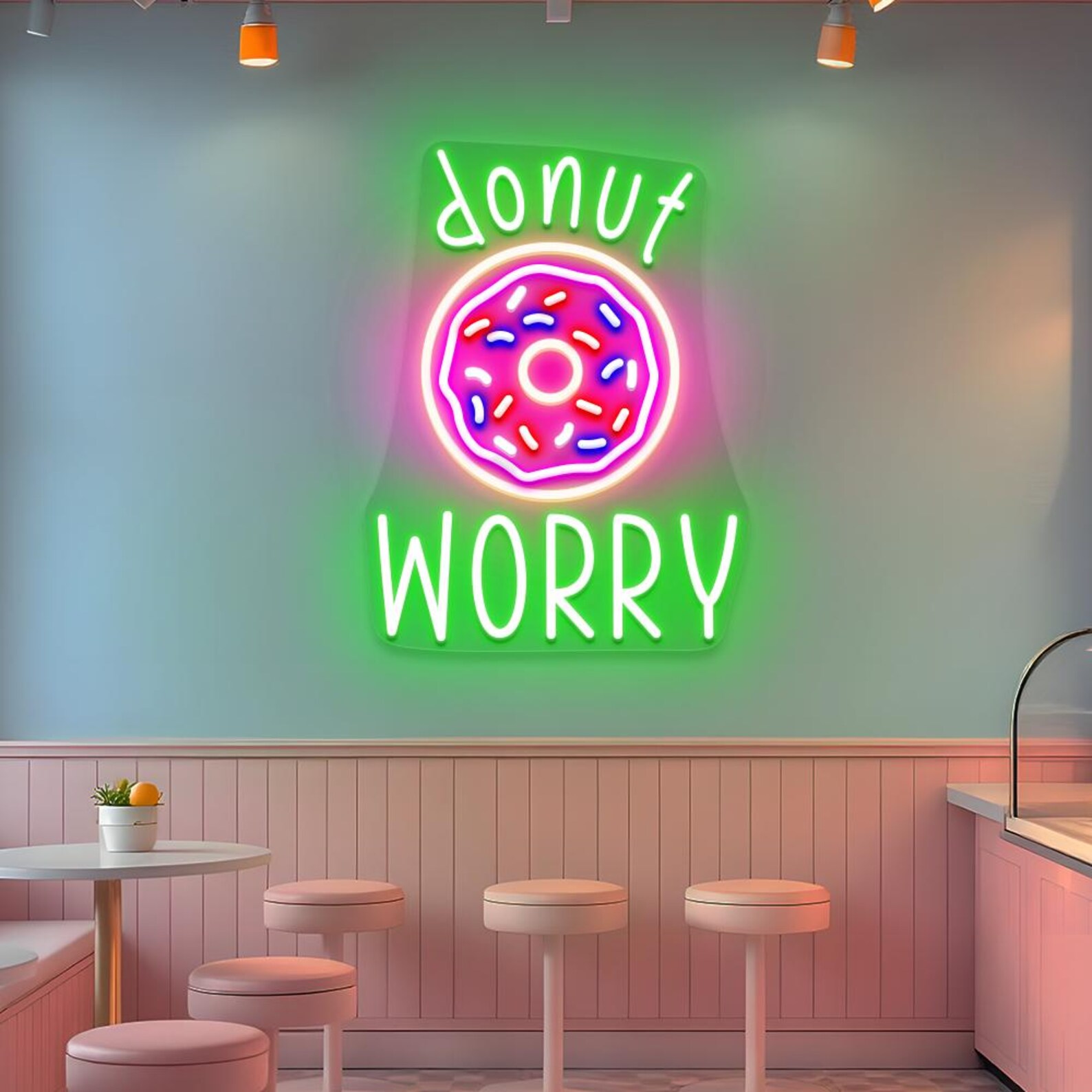 Donut Worry Neon Sign, Donut Store Neon Sign, Funny Donut Led Sign ...