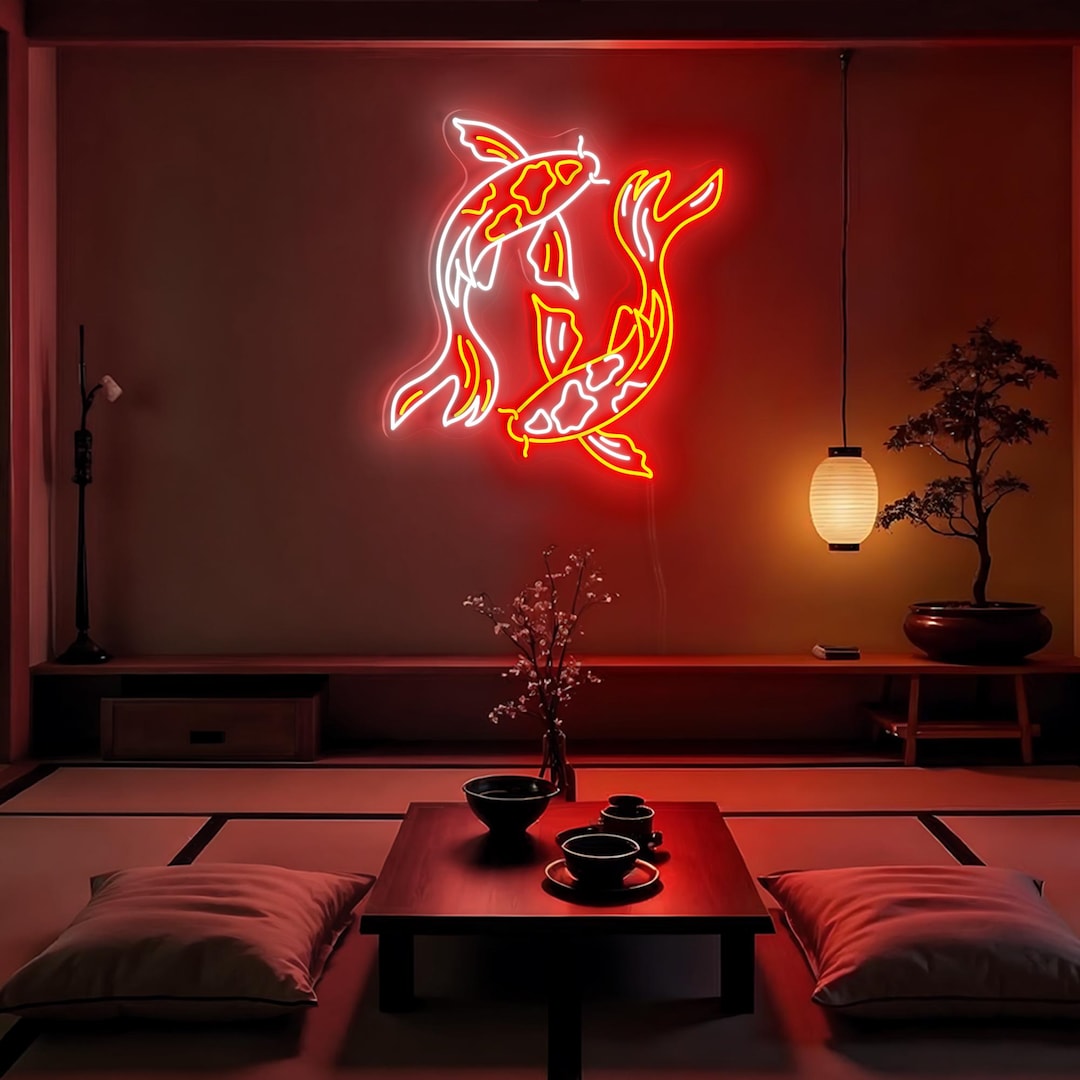 Yin Yang Koi Fish Neon Sign Custom Neon Sign Valentine Day Gift Japan ...