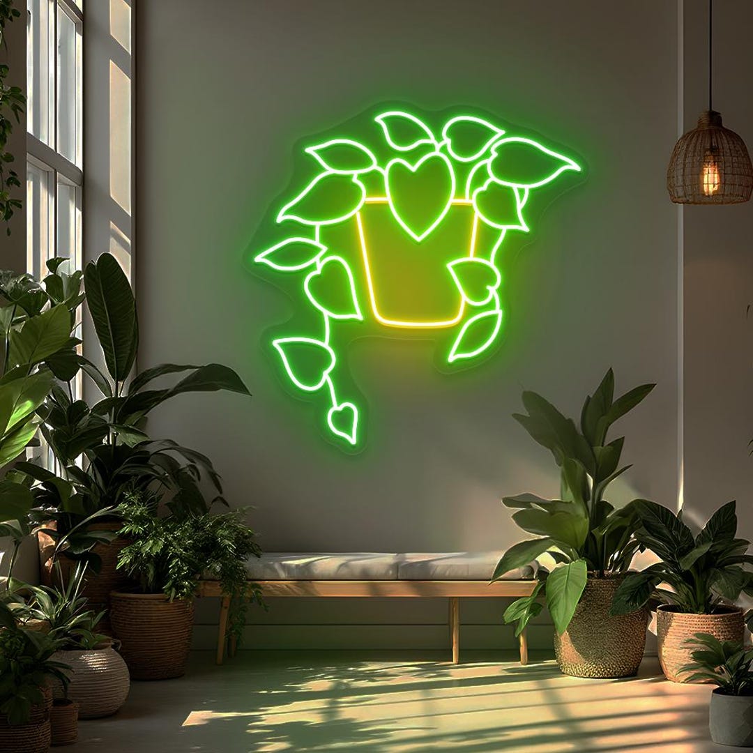 Flowerpot Neon Sign, Plant Pot Neon Sign, Flower Shop Decor, Plant ...