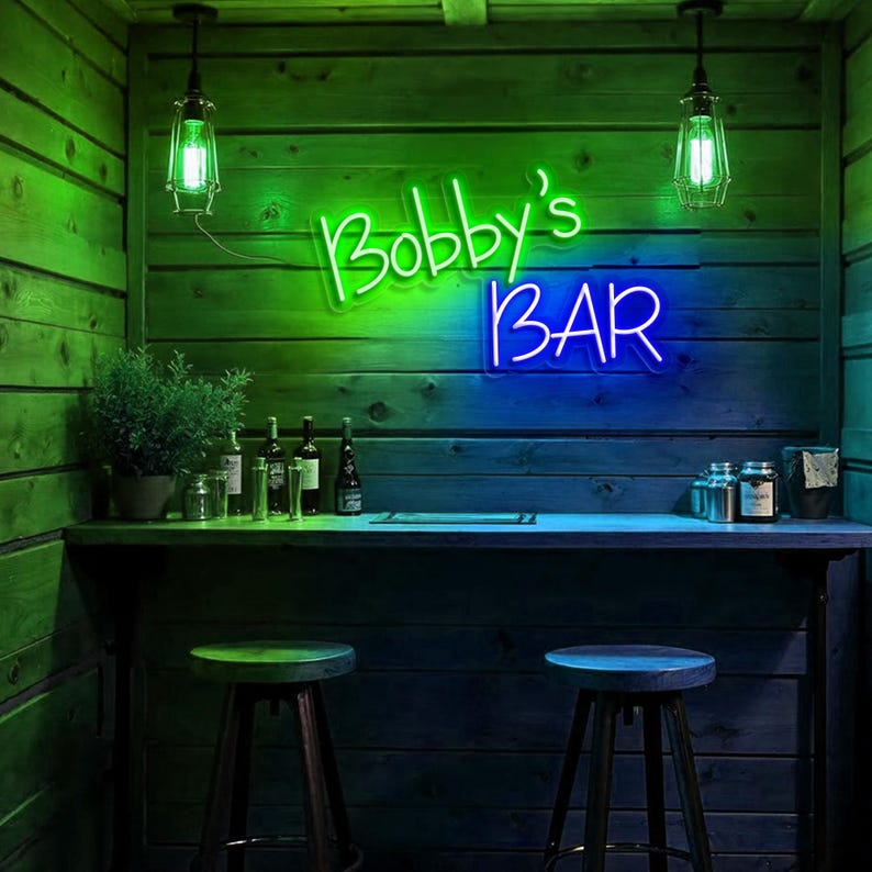 Custom Home Bar Name Neon Sign Custom Bar Name LED Neon Light ...