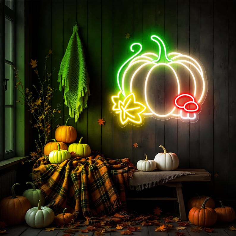 Pumpkin Fall Neon Sign, Autumn Pumpkin LED Light, Fall Season Decor ...