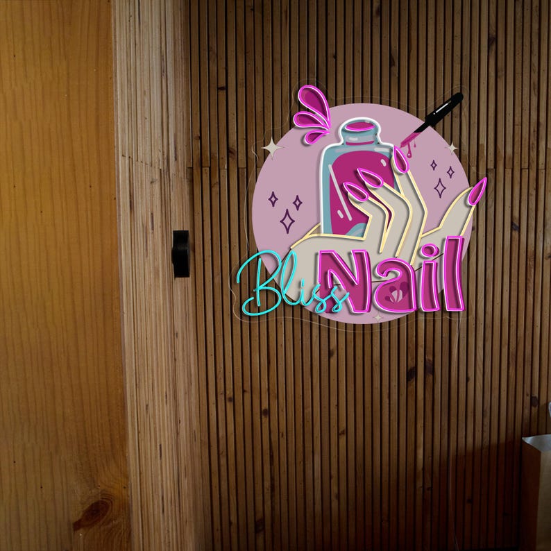 Bliss Nails LED Neon Sign, Custom Nail Salon Sign, Modern Wall Decor ...