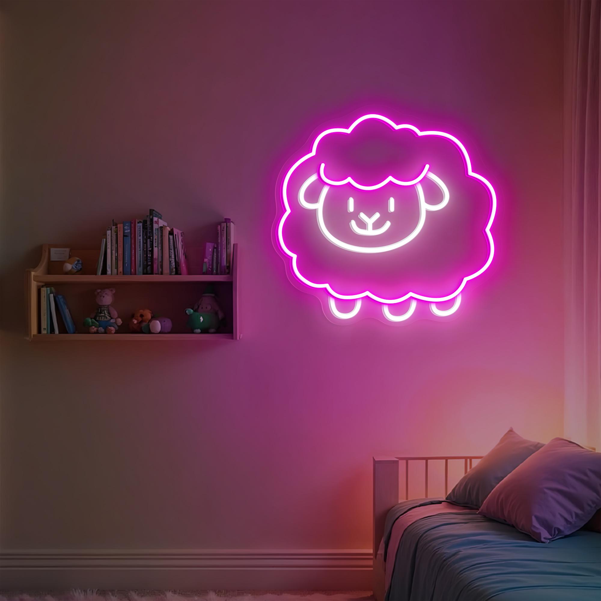 Cute Sheep Neon Sign, Kawaii Sheep LED Light, Nursery Wall Decor ...