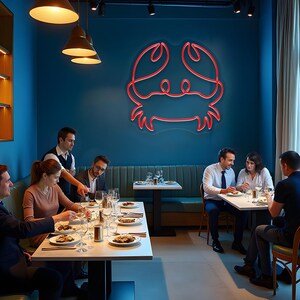 Cute Crab Neon Sign, Crab LED Sign, Crab Wall Art, Crab Restaurant Neon ...
