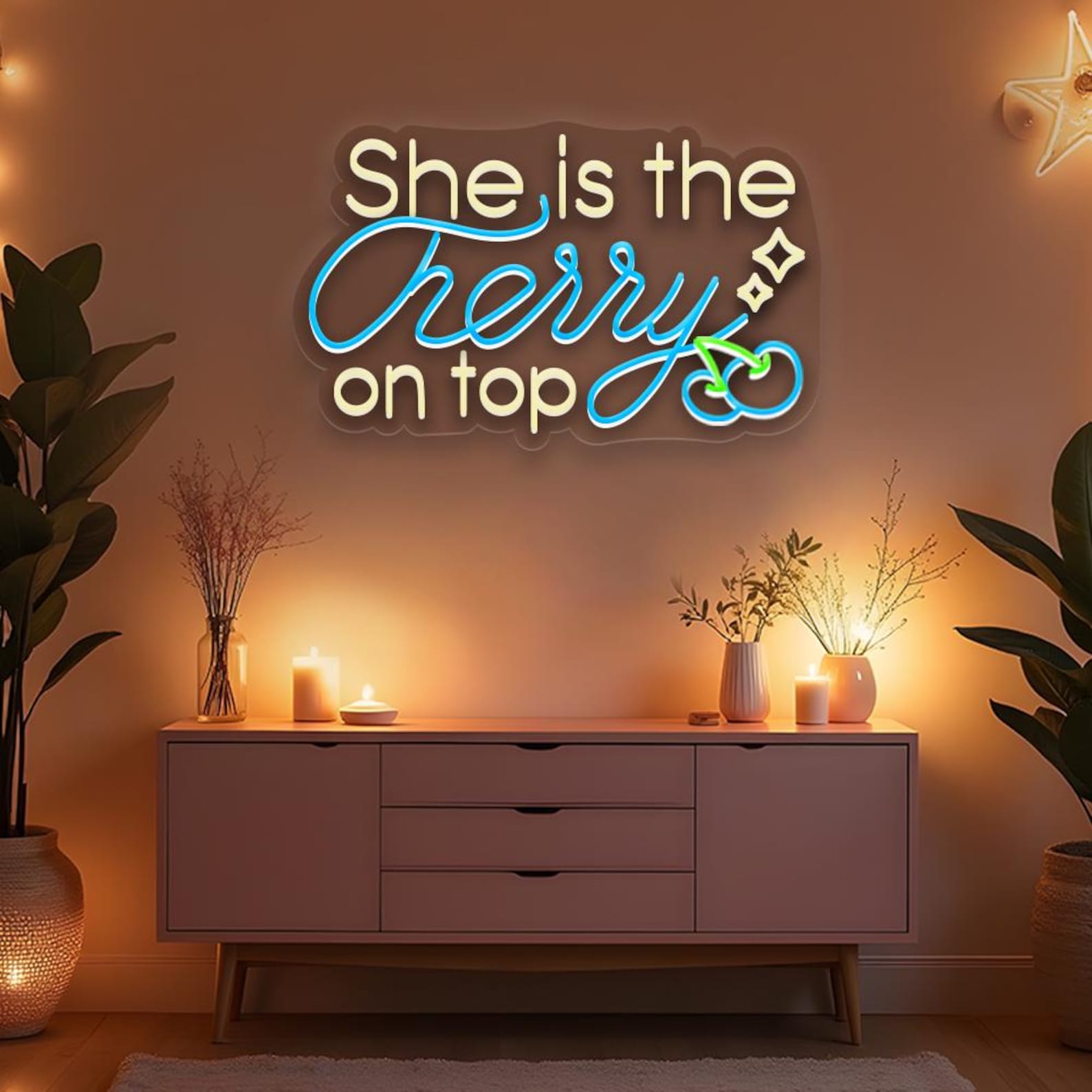 She is the Cherry on Top Neon Sign Cherry Nursery Wall Art Decor Cherry ...