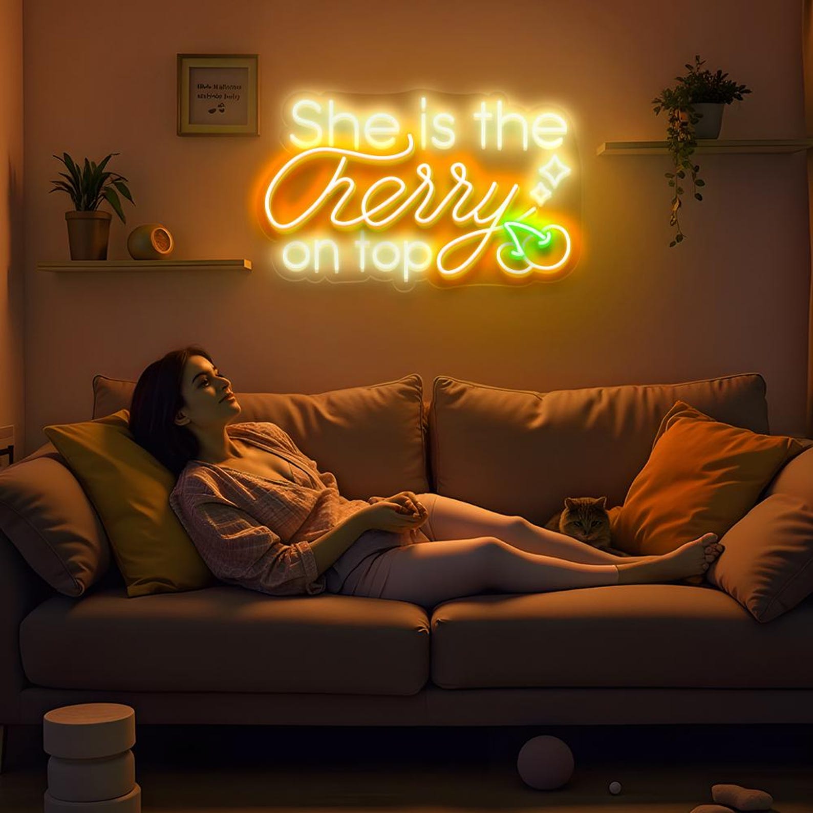She is the Cherry on Top Neon Sign Cherry Nursery Wall Art Decor Cherry ...