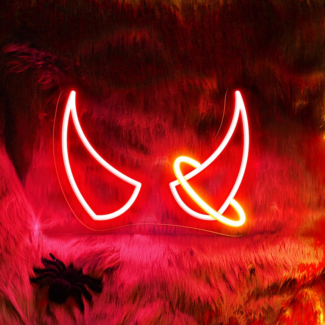 Devil Horns & Angel Neon Sign, Good and Evil Wall Light, Aesthetic Room ...