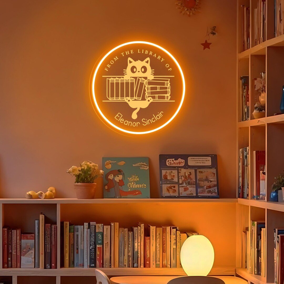 Personalized Library Neon Sign Custom Bookshelf LED Light Reading Nook ...