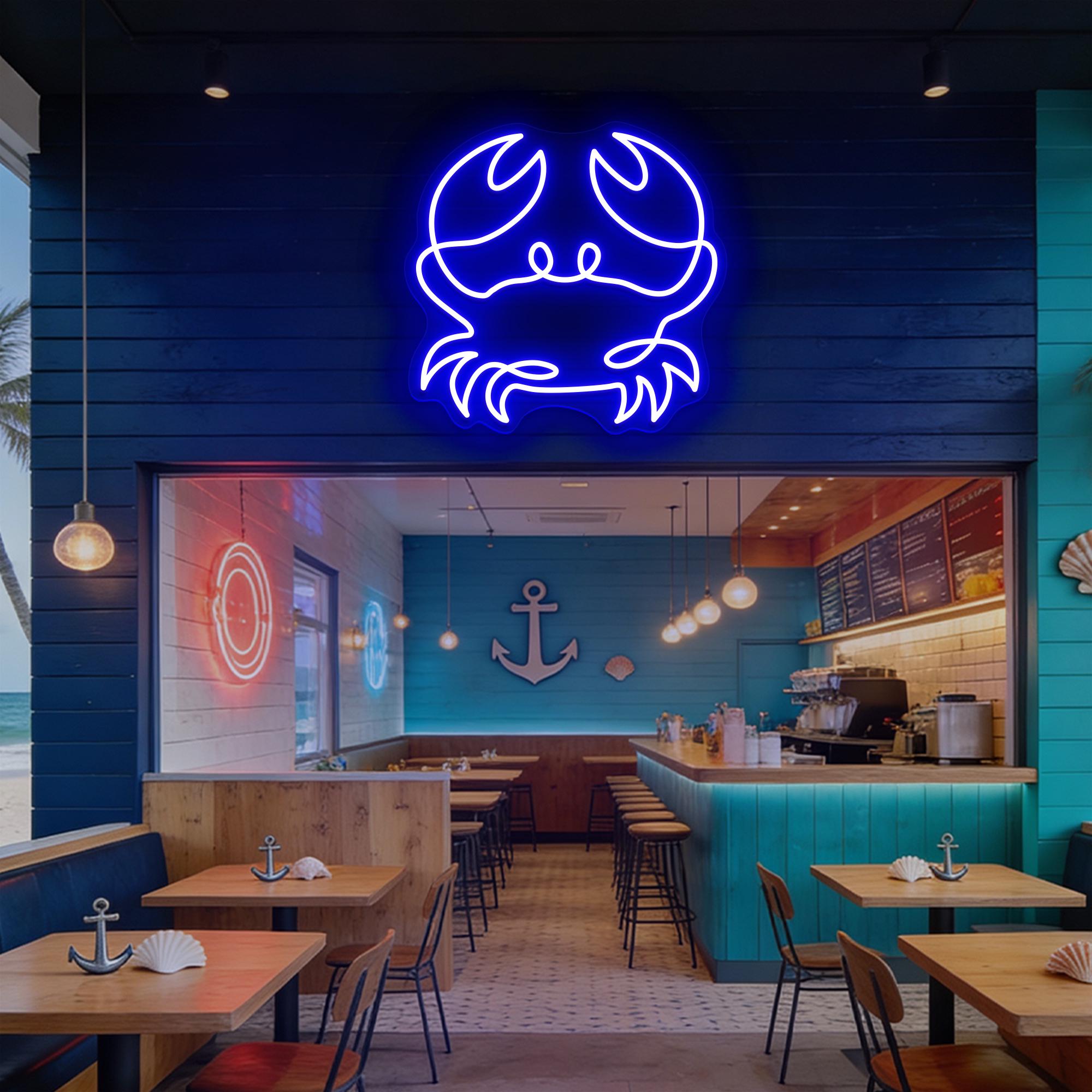 Cute Crab Neon Sign, Crab LED Sign, Crab Wall Art, Crab Restaurant Neon ...