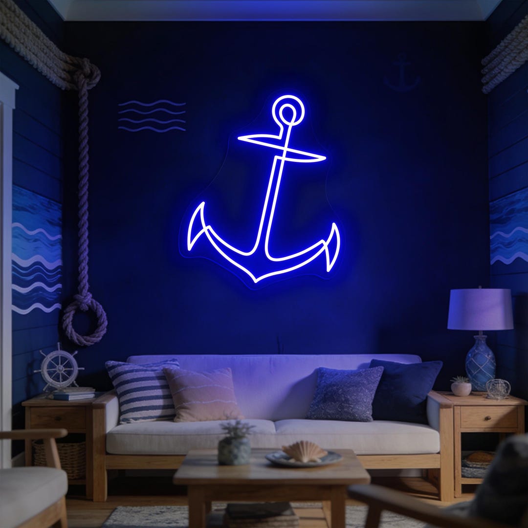 Anchor Neon Sign, Anchor Neon Light, Anchor Decor for Beach House ...