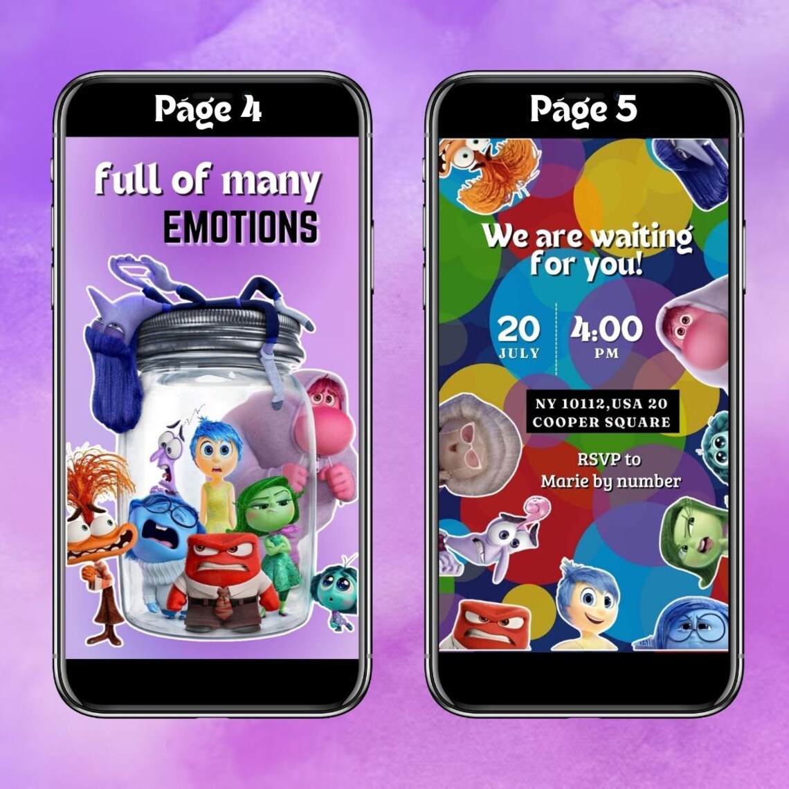 Inside Out 2 Birthday Invitation, Inside Out 2,inside Out 2 Invitation ...