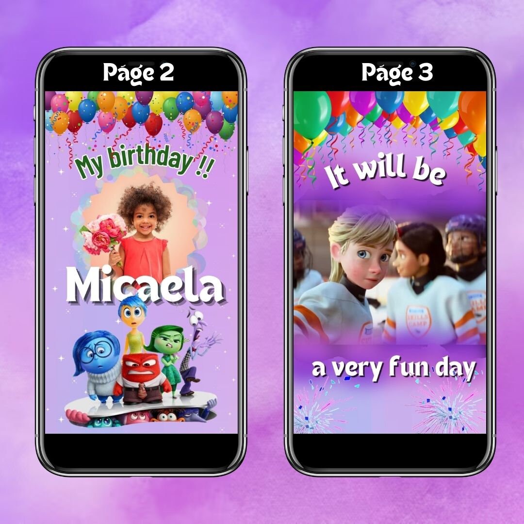 Inside Out 2 Birthday Invitation, Inside Out 2,inside Out 2 Invitation ...