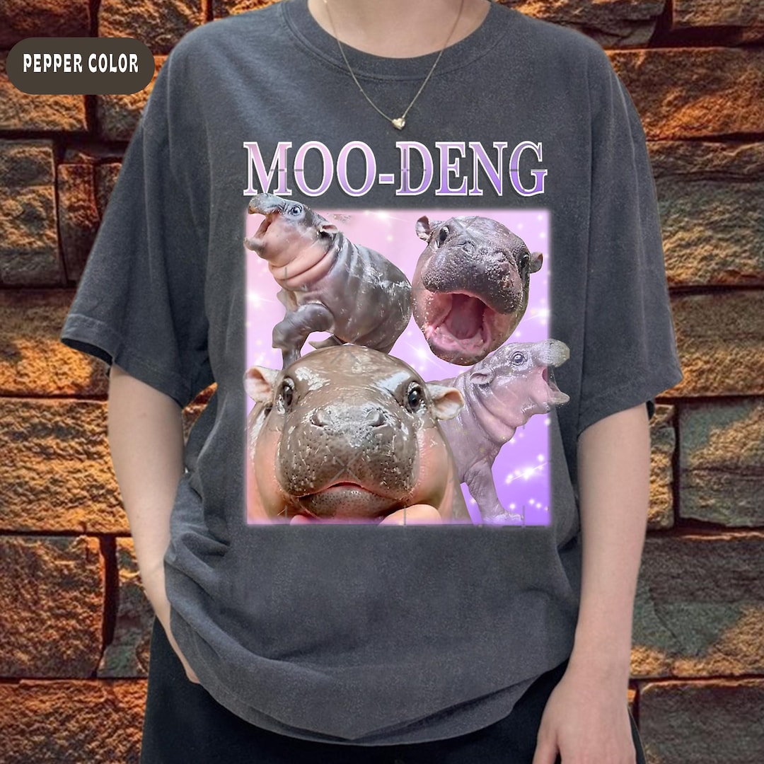 Moo Deng Tshirt, Moo Deng Merch, Moo Deng Gift, Baby Hippo Tee, Zoo ...