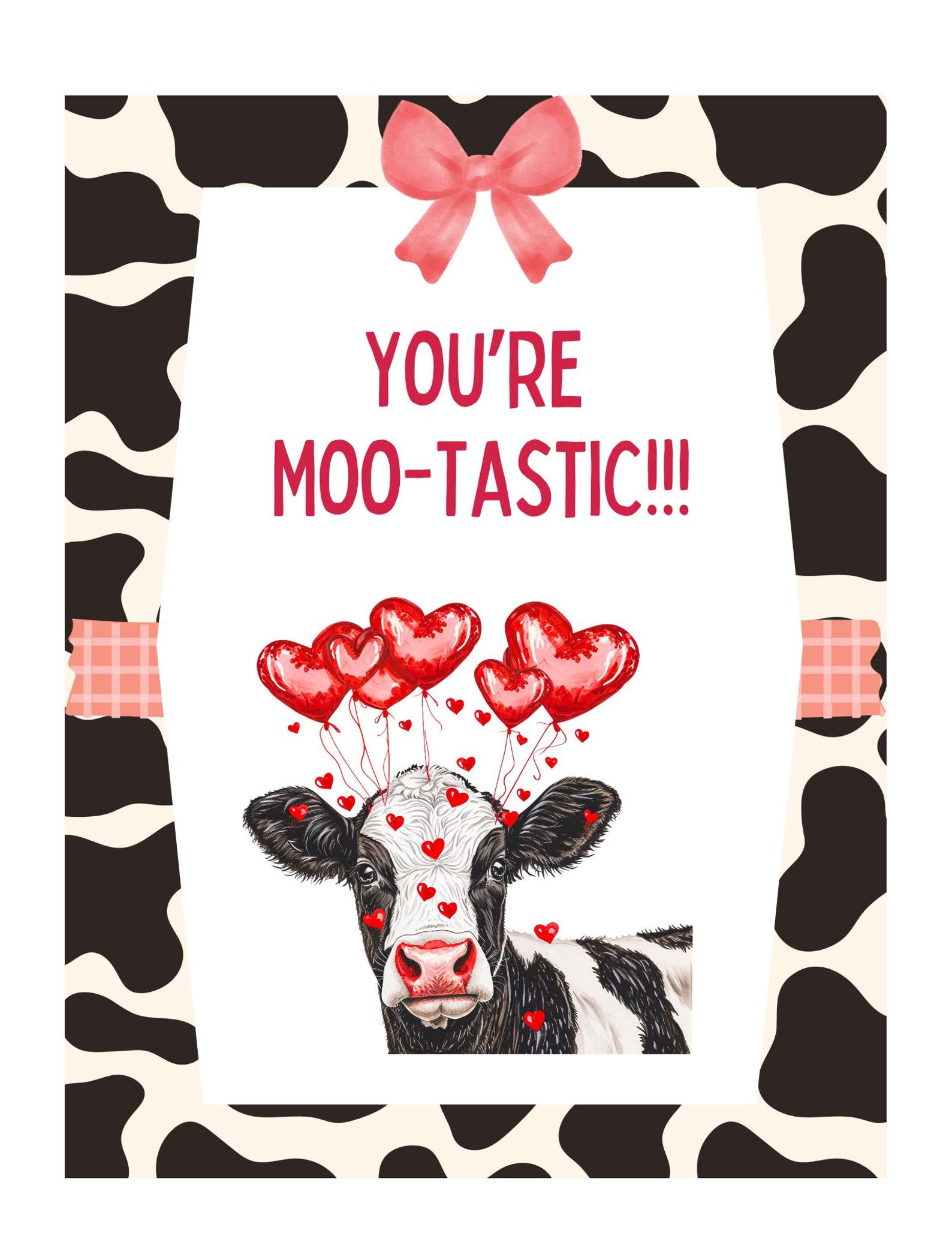 Cow Valentine Cards for Kids, Fun Class Valentines for School, Cute Cow ...