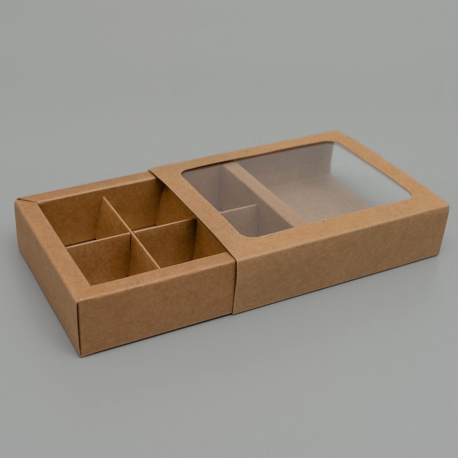 Kraft Paper Box for 6–24 Sweets, Candy Box With Window, Chocolate ...