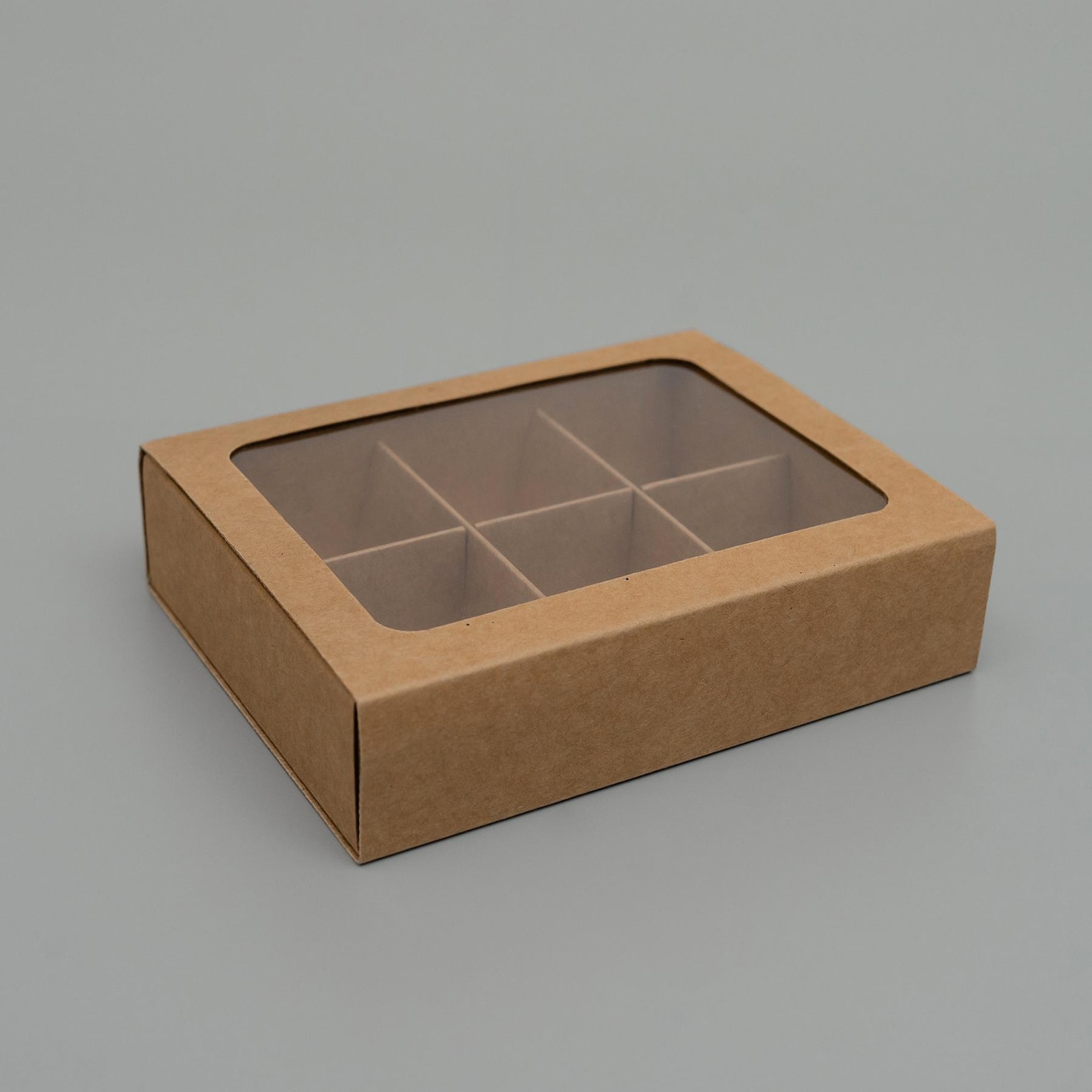 Kraft Paper Box for 6–24 Sweets, Candy Box With Window, Chocolate ...