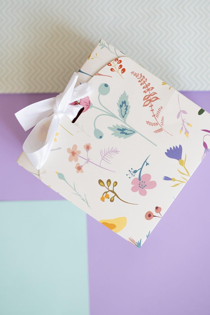 Floral Print Gift Box With Bow, Handmade Packaging (100pcs) - Etsy