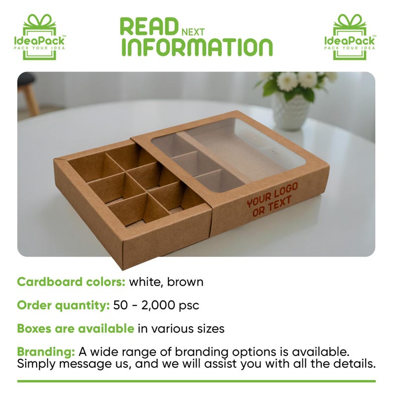 50psc Empty Chocolates Boxes With Sections and Transparent Lid ...