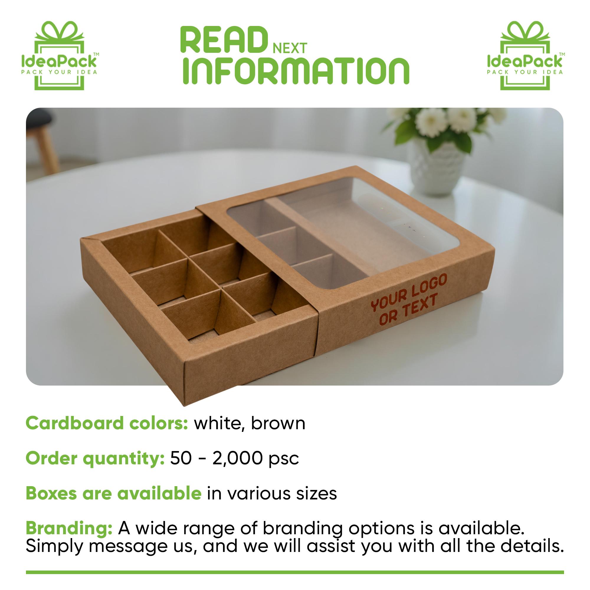 Kraft Paper Box for 6–24 Sweets, Candy Box With Window, Chocolate ...